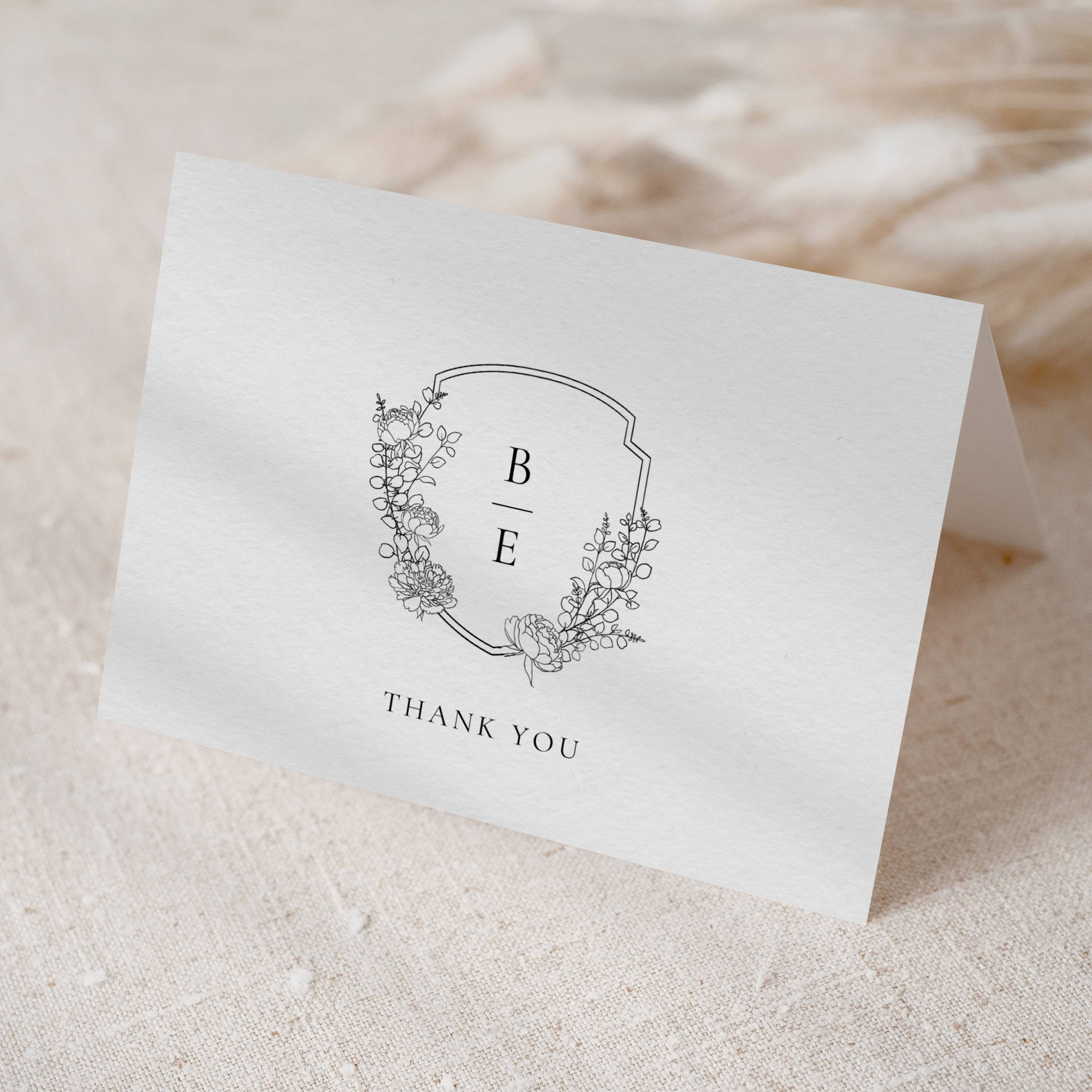 Wedding Crest Thank You Card Template - Blair – PRETTY PEONIES SHOP